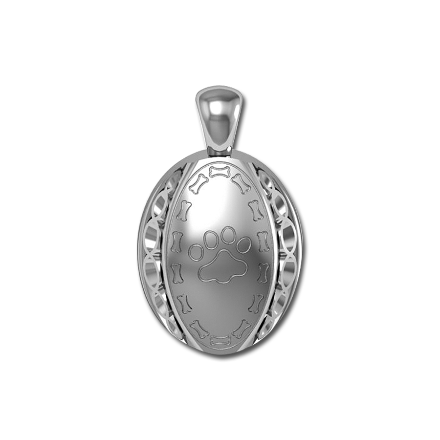 Oval Dog Paw Print Pendant