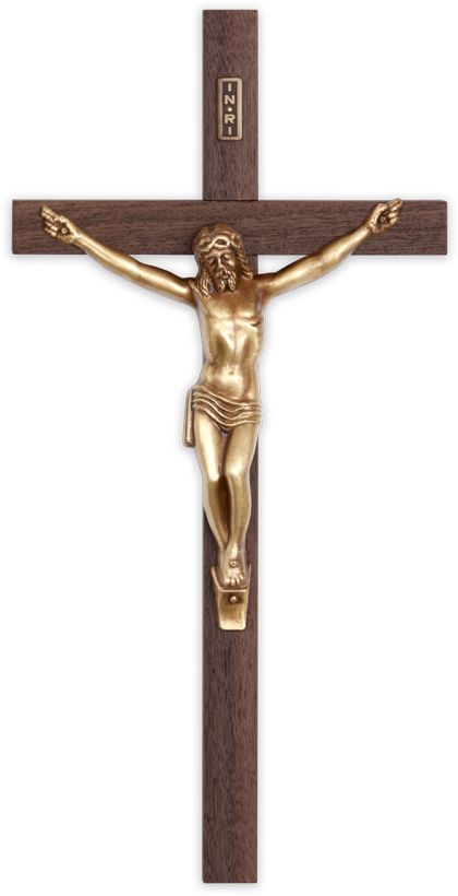 Walnut Exterior Cross with Bronze Corpus