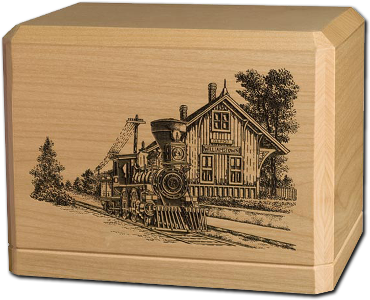 Train Depot Engraved Urn