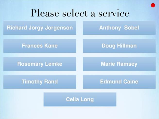 Main Service Screen