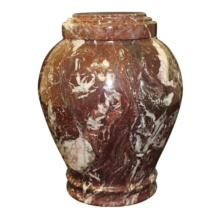 Embrace Genuine Marble Urn Red Zebra