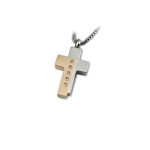 Two-Tone Cross with Fives Crystals