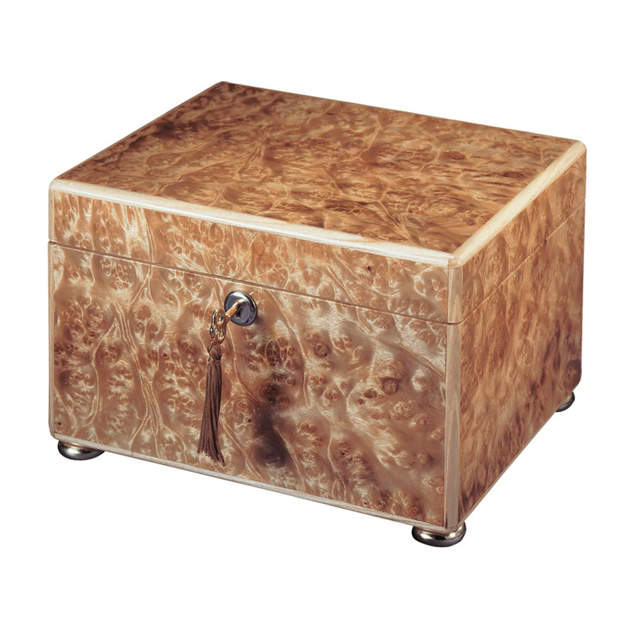 Tranquility Memorial Urn Chest Natural Finish Elm Burl Veneer