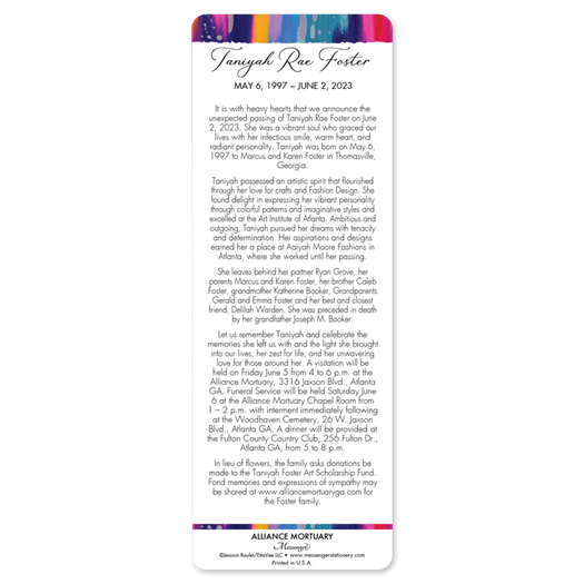 A Beautiful Life Signature Bookmark