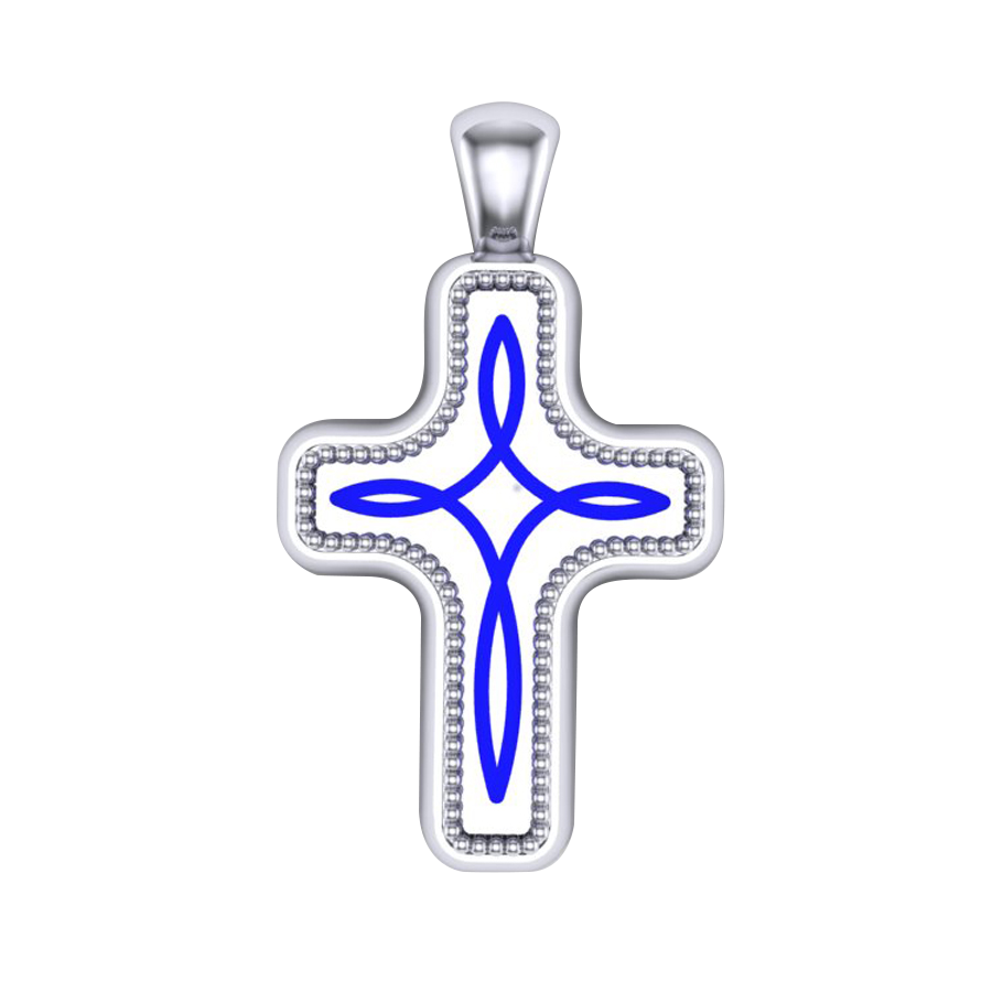 Blue Enamel Cross Pendant