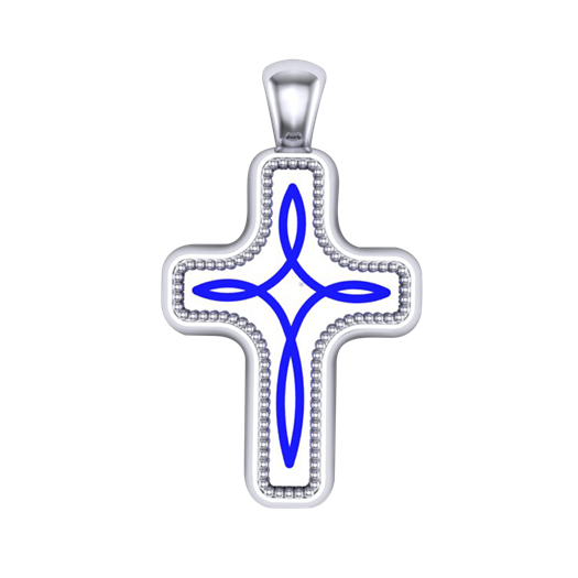 Blue Enamel Cross Pendant