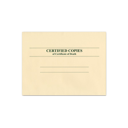 Death Certificate Letter Size Ivory Envelope