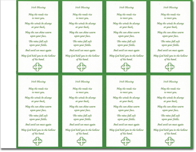 Irish Blessing Prayer Cards
