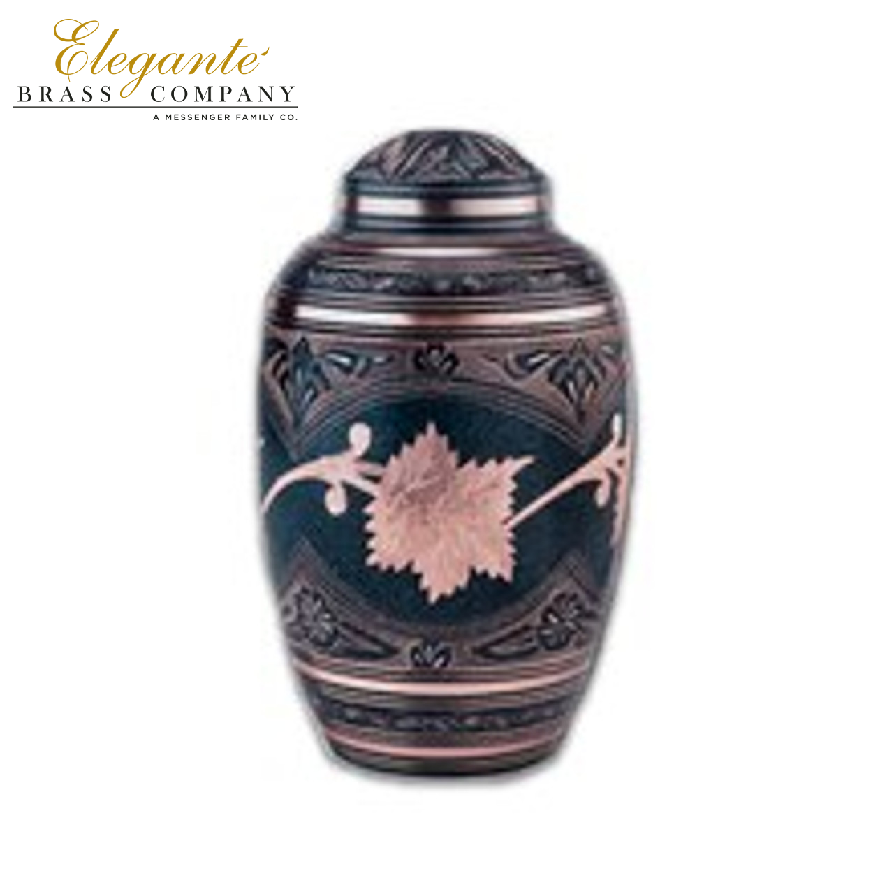 Brass Marble Design Patina Leaf Urn