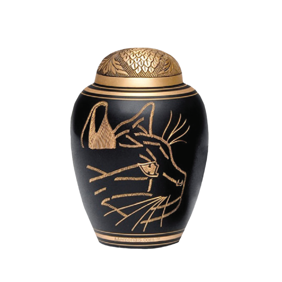 Black and Gold Etched Pet Urn