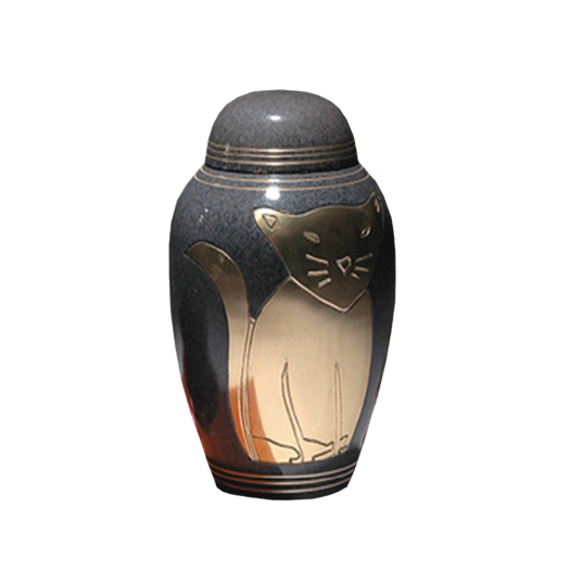 Slate and Brass Cat Urn