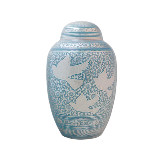 Peaceful Rest Dove Brass Urn with Flat Top