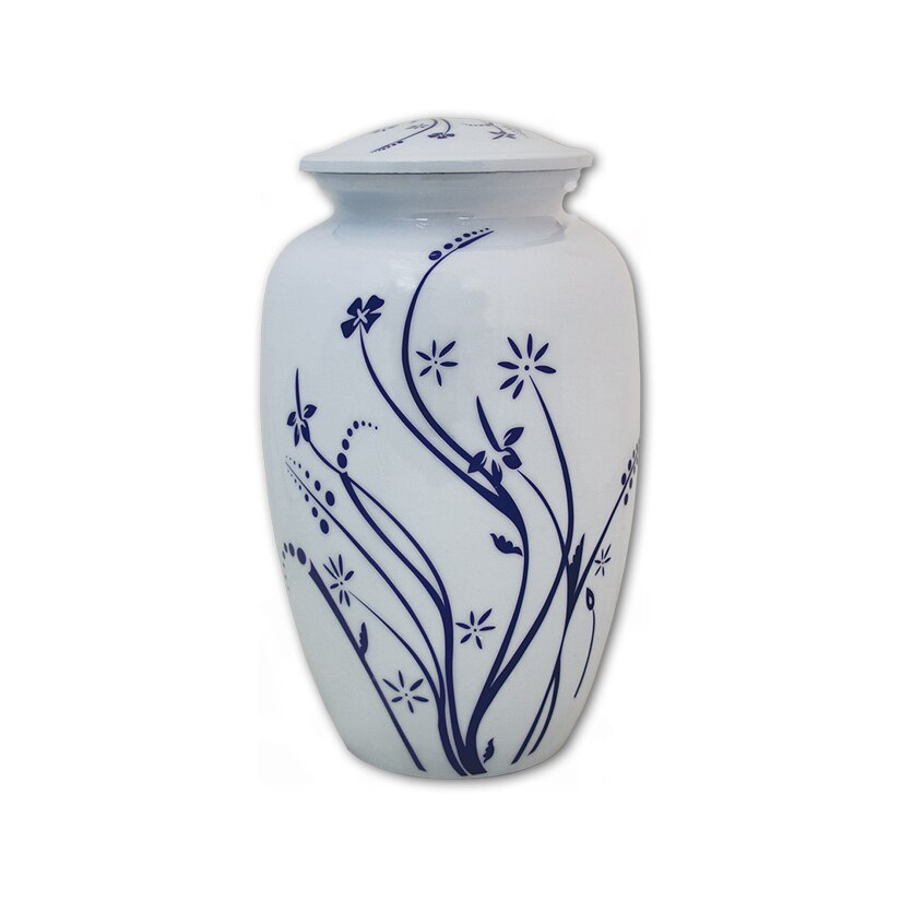 Hand Painted Blue Floral Urn