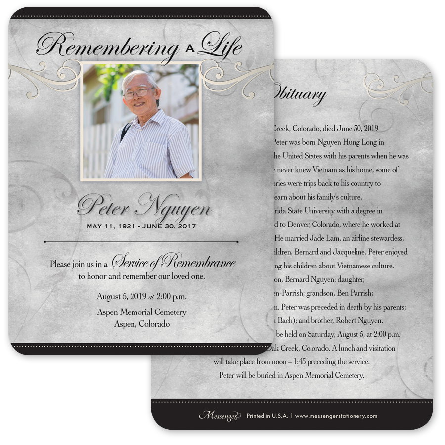 Ornate Signature Memorial Announcements
