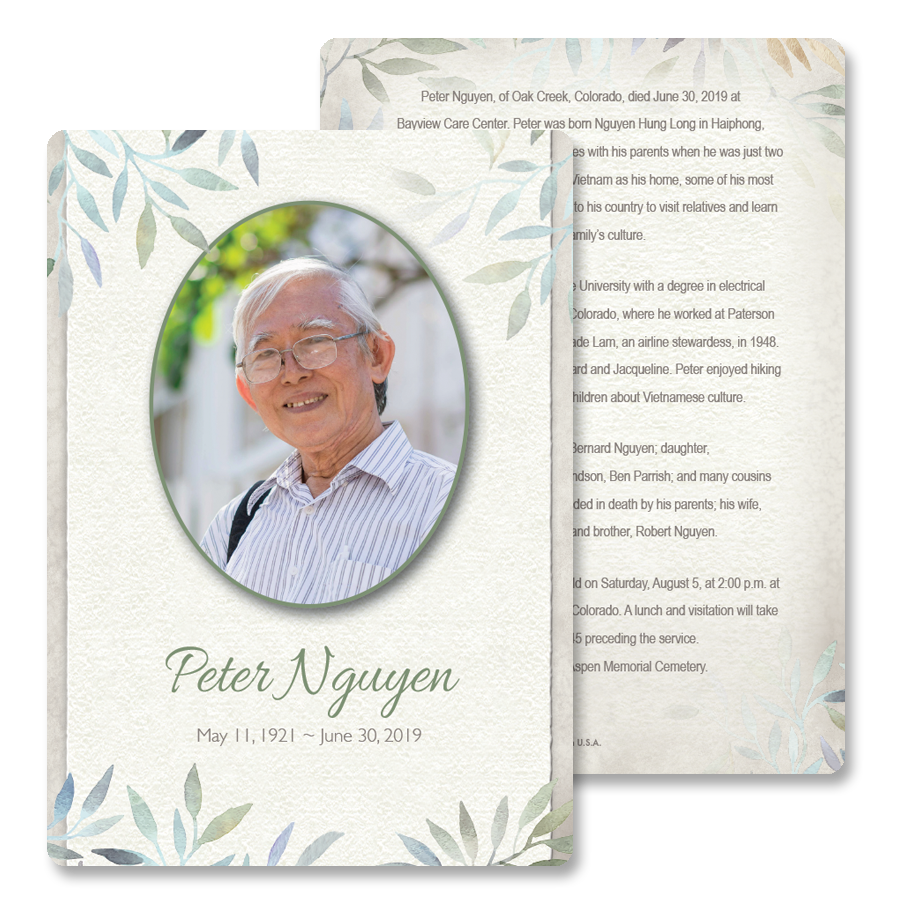 Leaves Signature Obituary Keepsake
