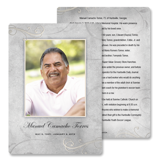 Ornate Signature Obituary Keepsake