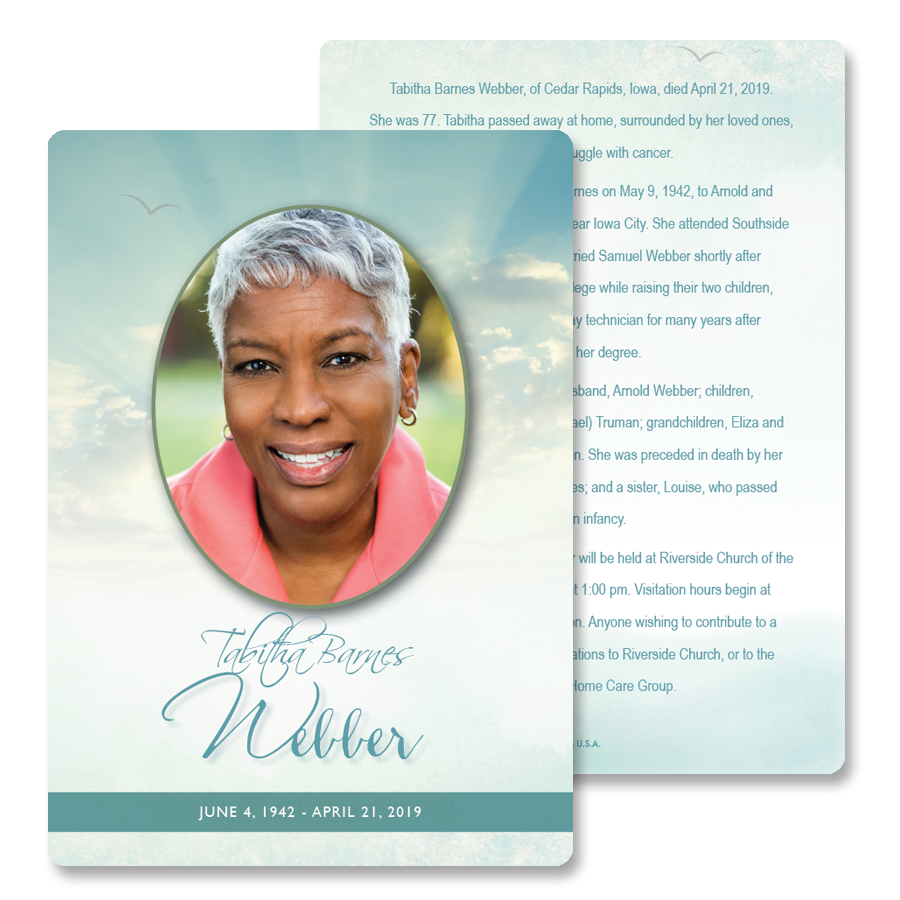 Sky Signature Obituary Keepsake