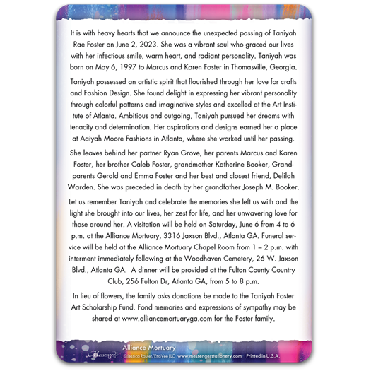 A Beautiful Life Obituary Keepsake