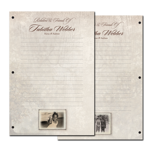 Family Tree Signature Relatives & Friends Page Packets